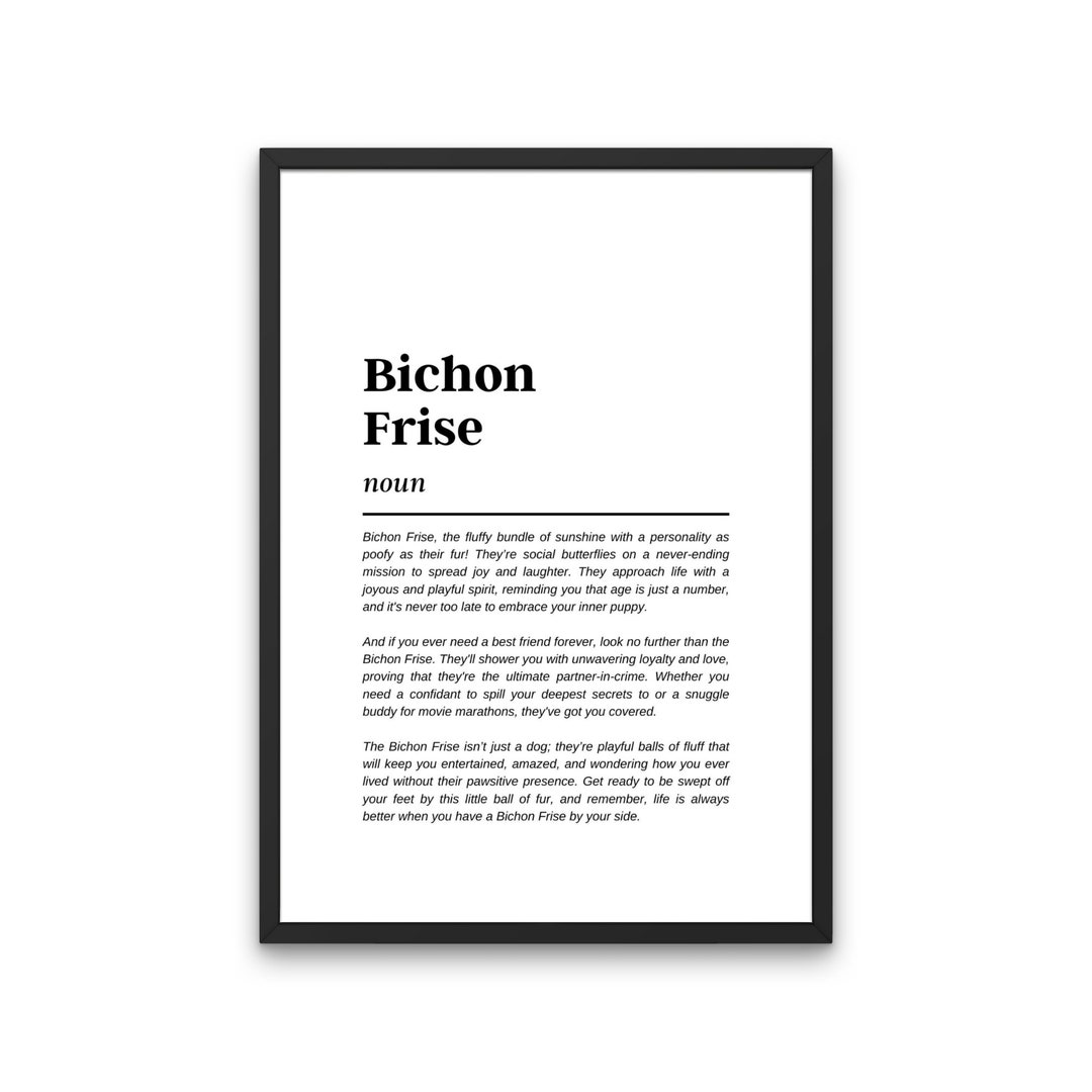 Bichon Frise, Bichon Frise Funny Definition Print, Dog Dad Gift, Dog ...