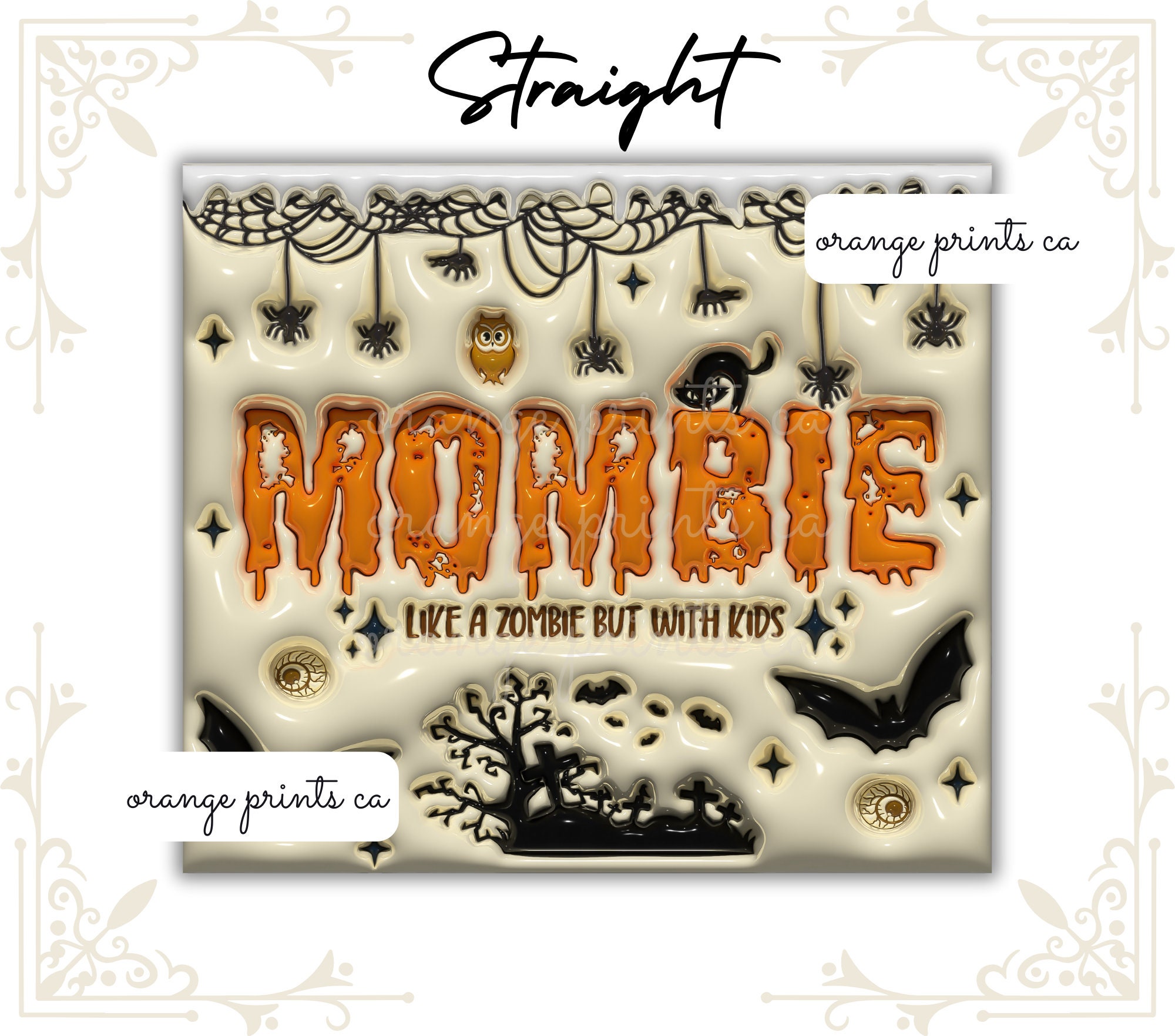 3D Mombie 20oz Skinny Tumbler Wrap, 3D Halloween Tumbler Design ...