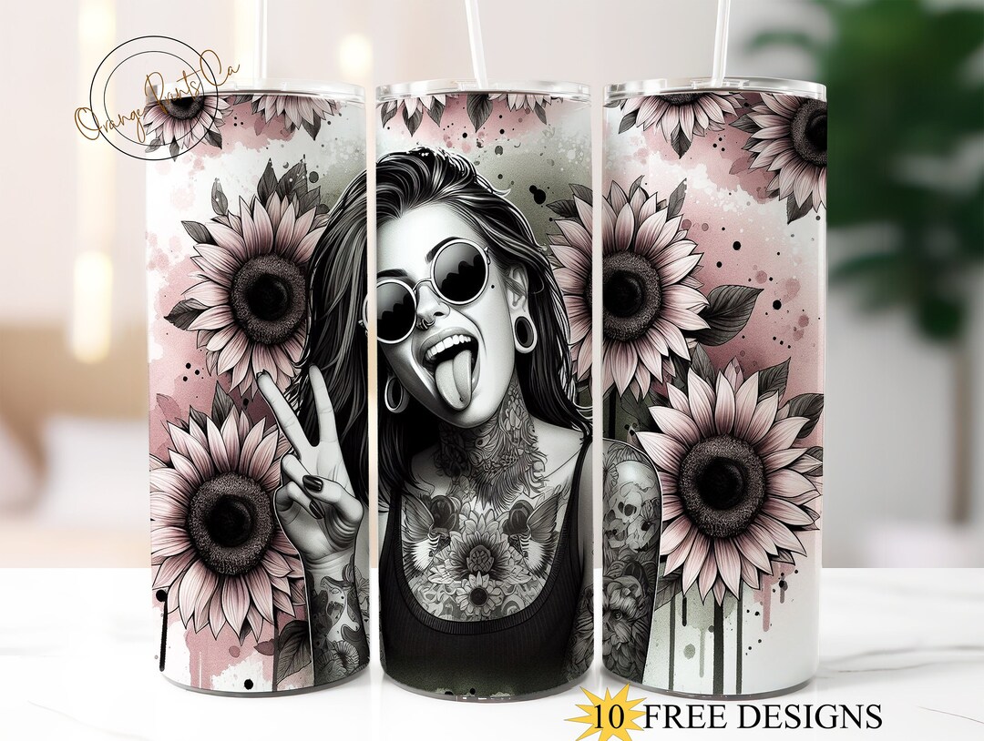 Happy Vibes 20oz Skinny Peace Sign Tumbler Wrap, Silly Face Png, Fun ...