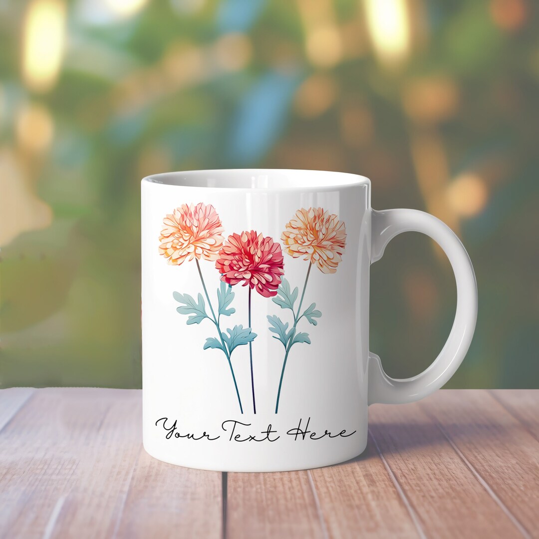 Birth Flower Mug Wrap, 11oz 12oz 15oz Mug Wrap, Minimalist Flower ...
