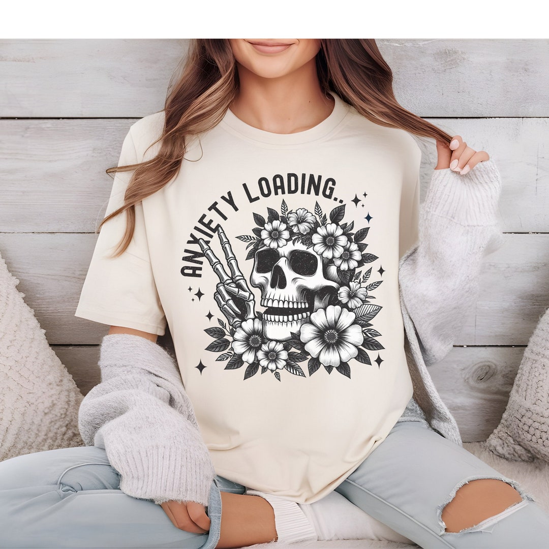 Anxiety Loading Skeleton Png, Retro Skeleton Flowers Png, Peace Sign ...