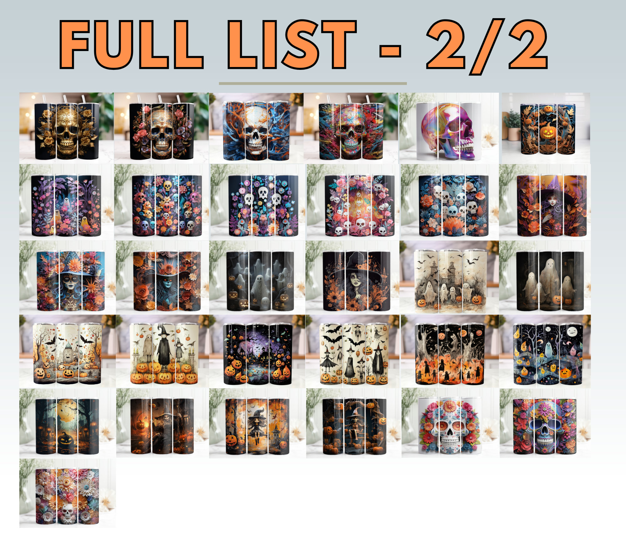 60 Popular Halloween Bundle for 20oz Skinny Tumbler - Etsy