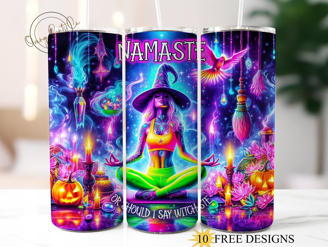 Yoga Witch 20oz Skinny Halloween Tumbler Wrap, Witch Sublimation Design ...
