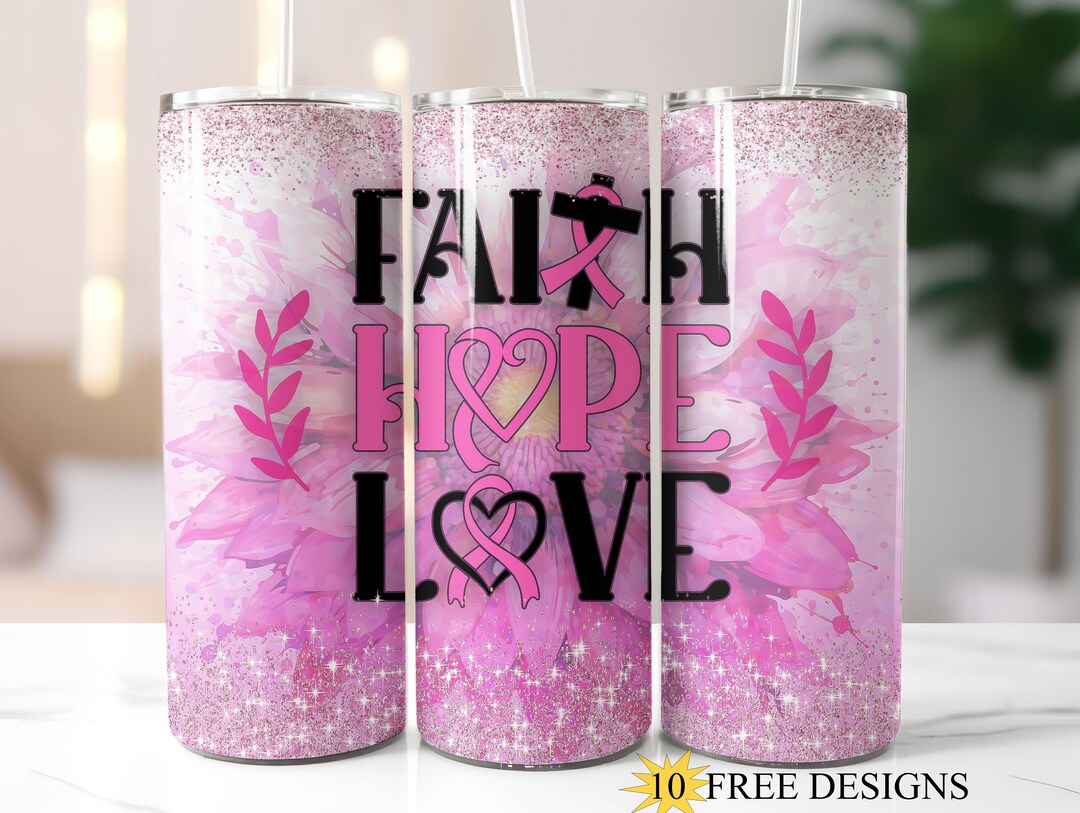 Breast Cancer Awareness, Pink Ribbon 20oz Tumbler Sublimation Wrap ...