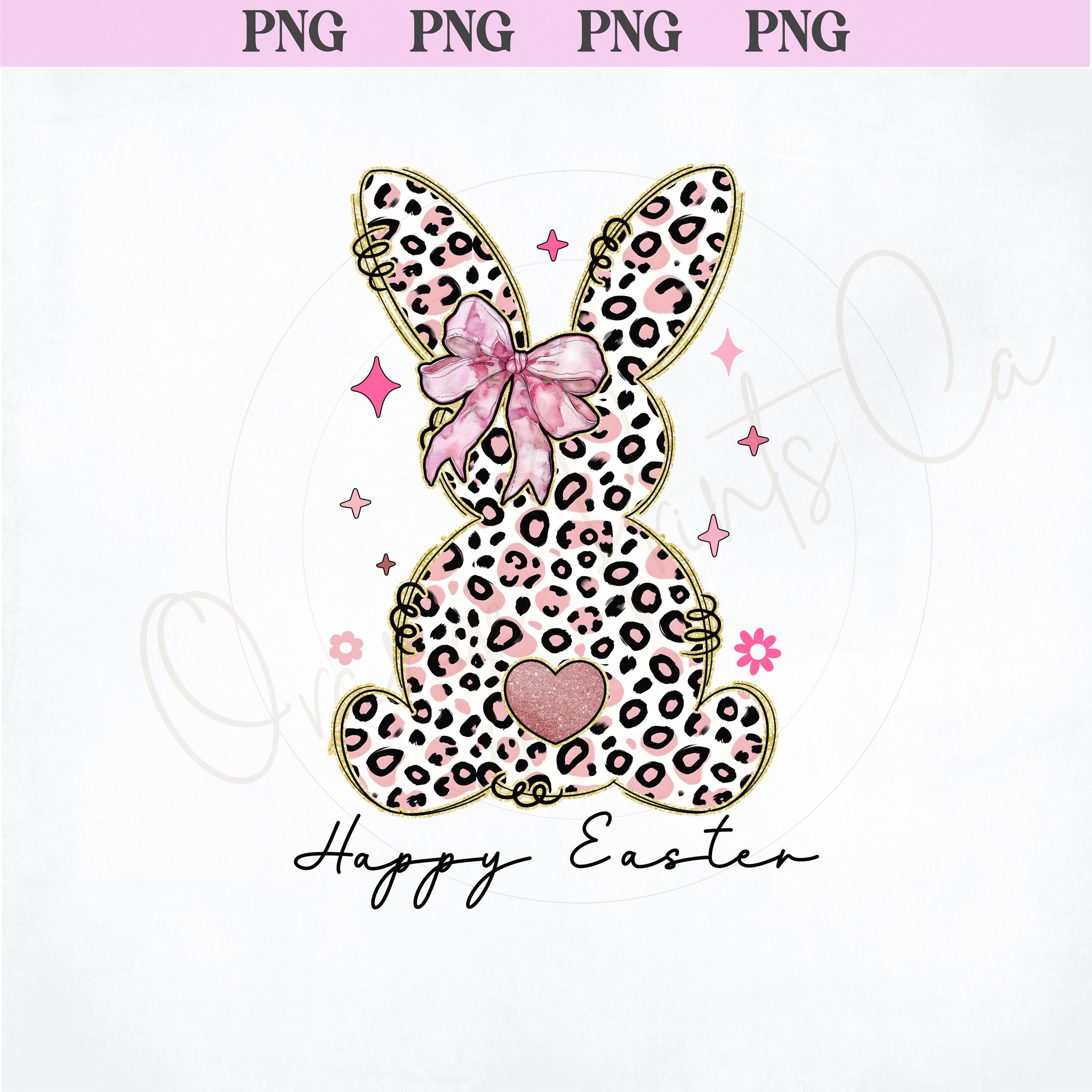 Happy Easter Leopard Print Bunny Png, Retro Coquette Easter Bunny Png ...