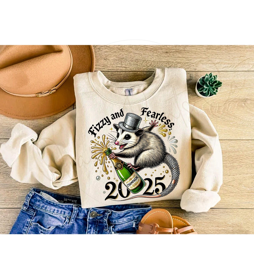 Fizzy and Fearless PNG, Possum New Year Sparkling Wine Png, Funny Feral ...