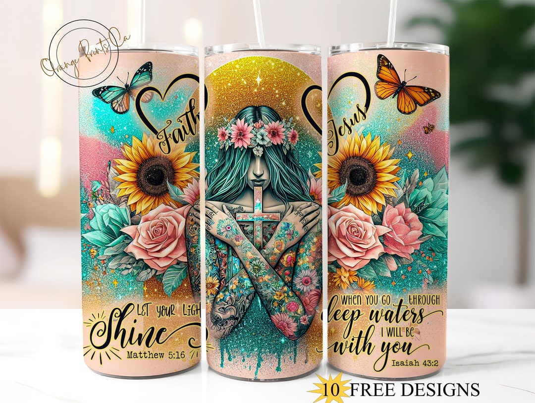 Bible Verses 20oz Skinny Jesus Christ Tumbler Wrap, Christian Tumbler ...