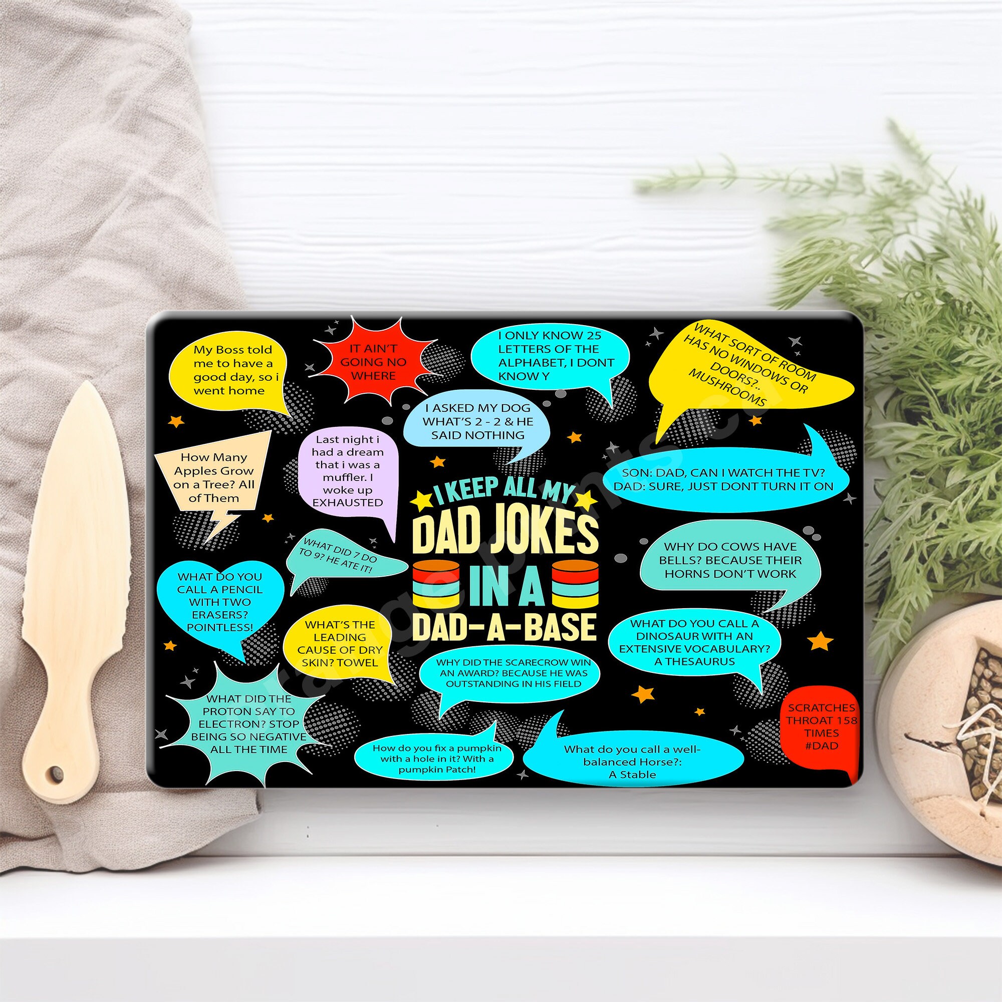 Funny Dad Jokes Cutting Board PNG, Father's Day Cutting Board Template ...