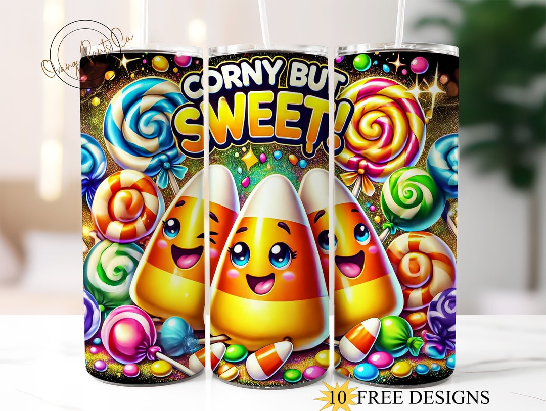 Corny but Sweet 20oz Skinny Tumbler Wrap, Funny Popcorn Tumbler ...