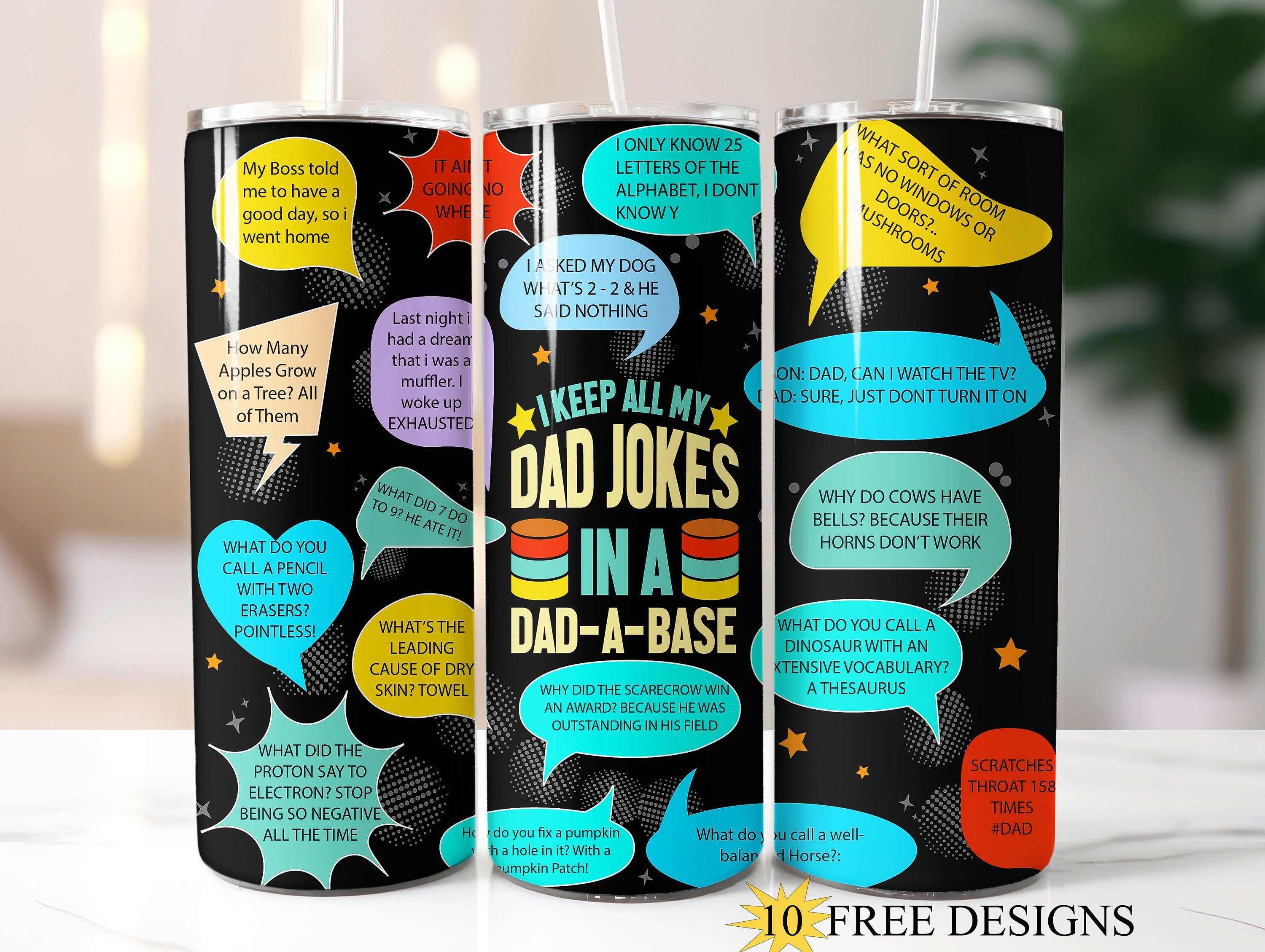 Dad Jokes 20oz Skinny Tumbler Wrap, Father Tumbler Gift, Funny Dad ...
