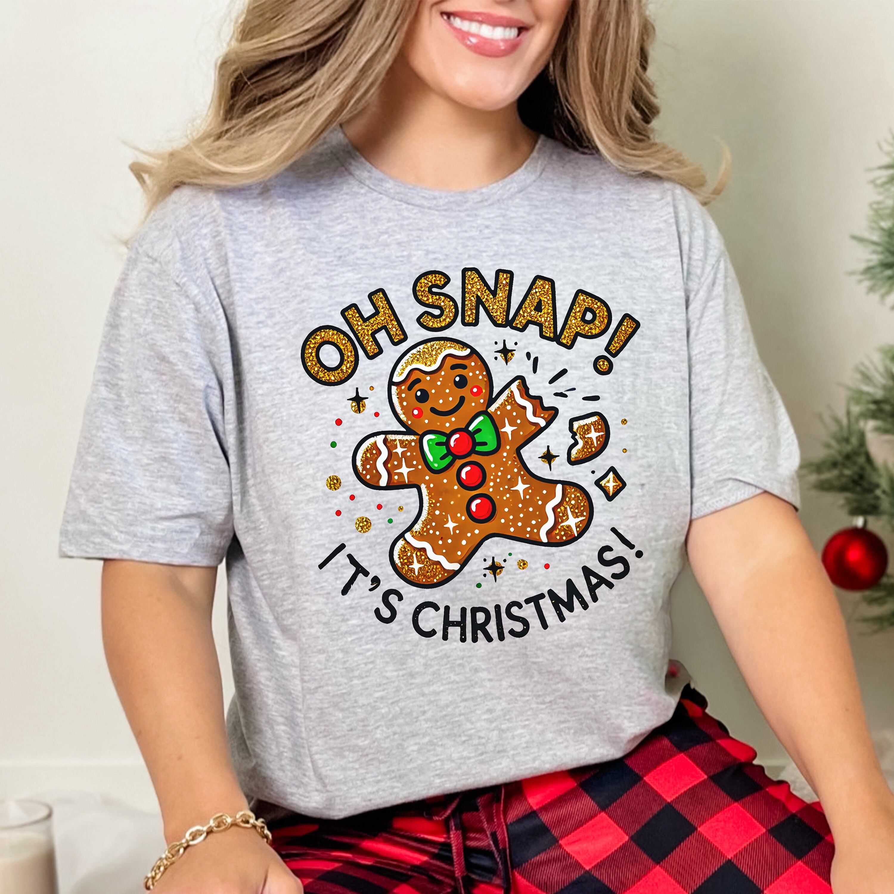 Oh Snap Its Christmas PNG, Glitter Gingerbread Cookie Shirt Design ...