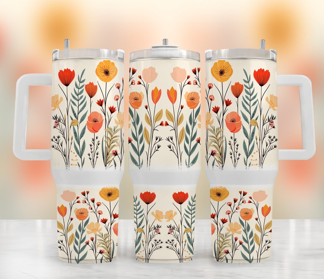 Boho Flowers 40oz Quencher Sublimation Wrap, Floral Stanley Tumbler ...