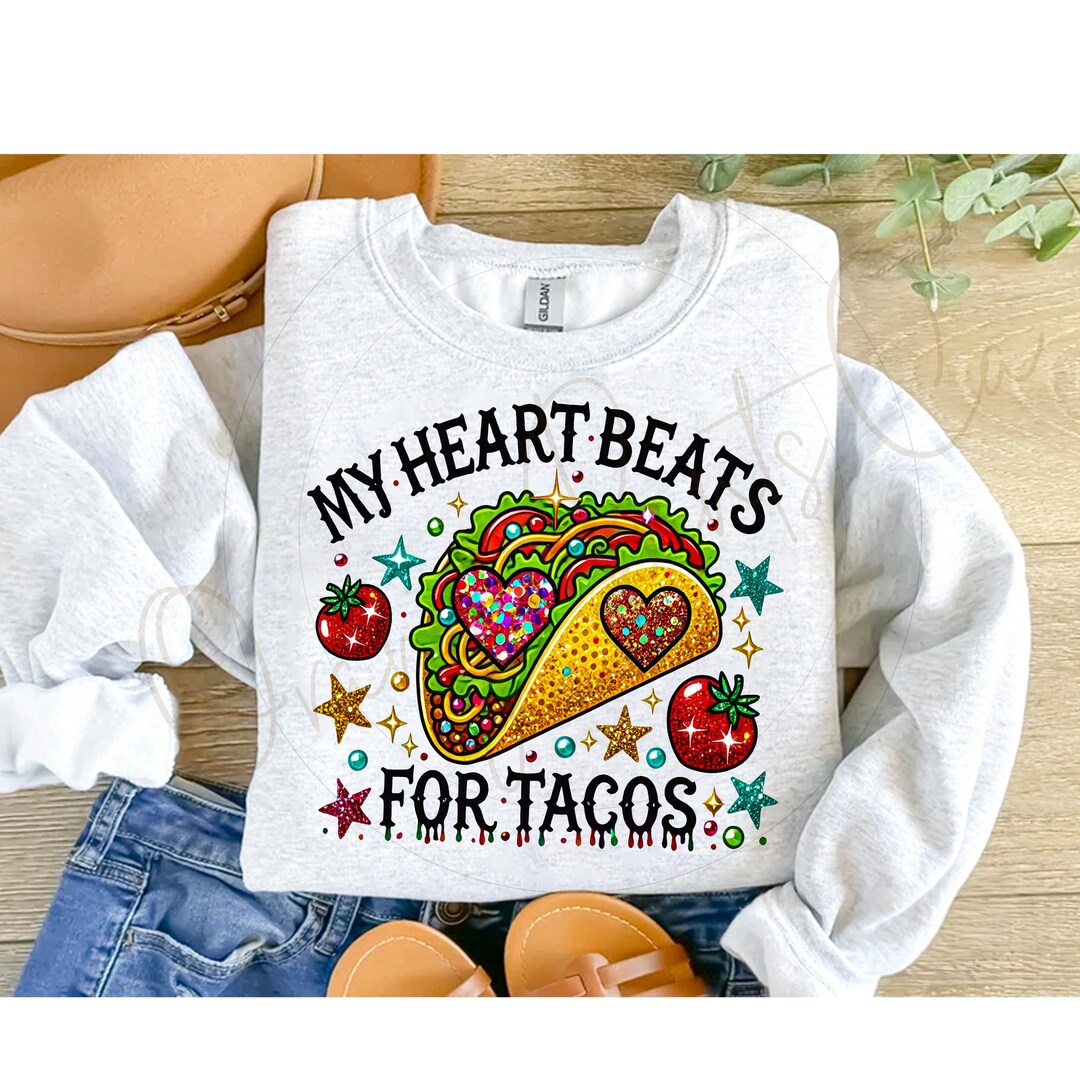 Heart Beats for Tacos Png, Vintage Tacos Valentine Png, Retro Valentine ...