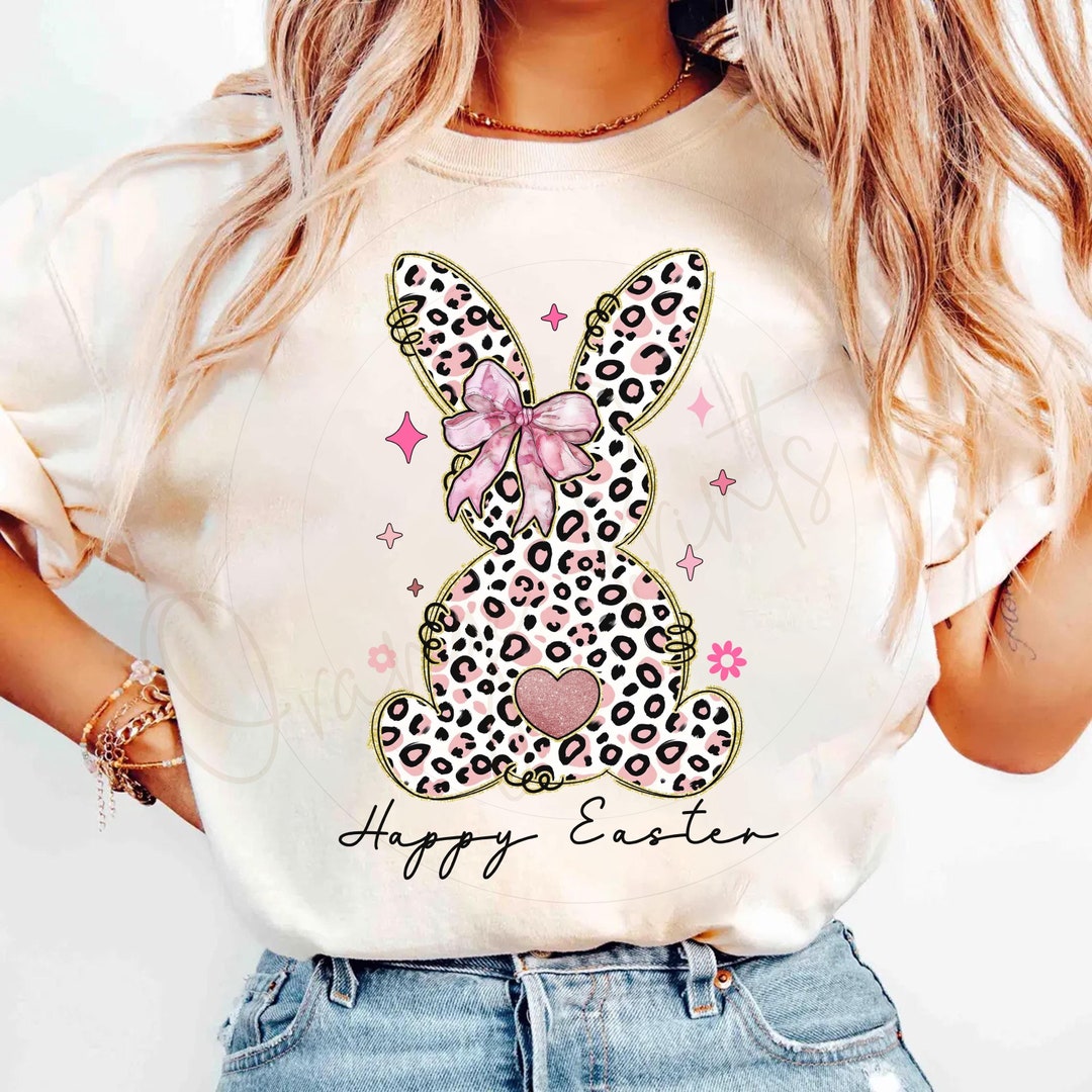 Happy Easter Leopard Print Bunny Png, Retro Coquette Easter Bunny Png ...