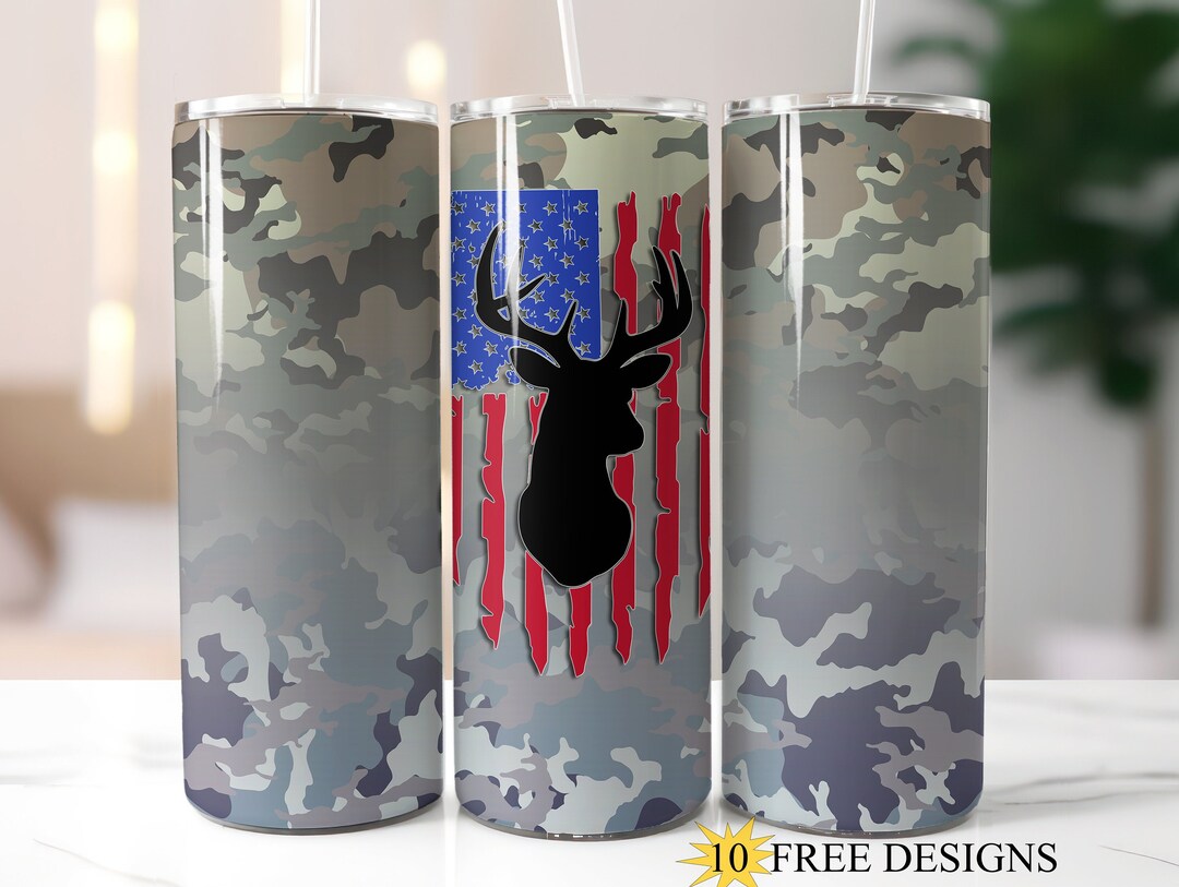 Hunter Camo 20oz Skinny Tumbler Wrap, Father Tumbler Gift, Deer Hunting ...