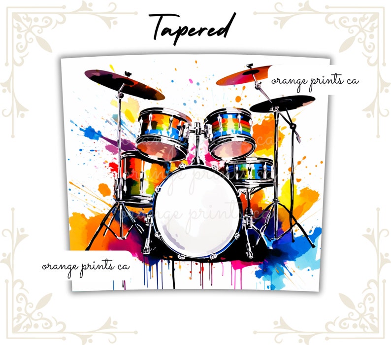 Drum Set 20oz Skinny Tumbler Wrap Music Sublimation Design PNG Drummer ...