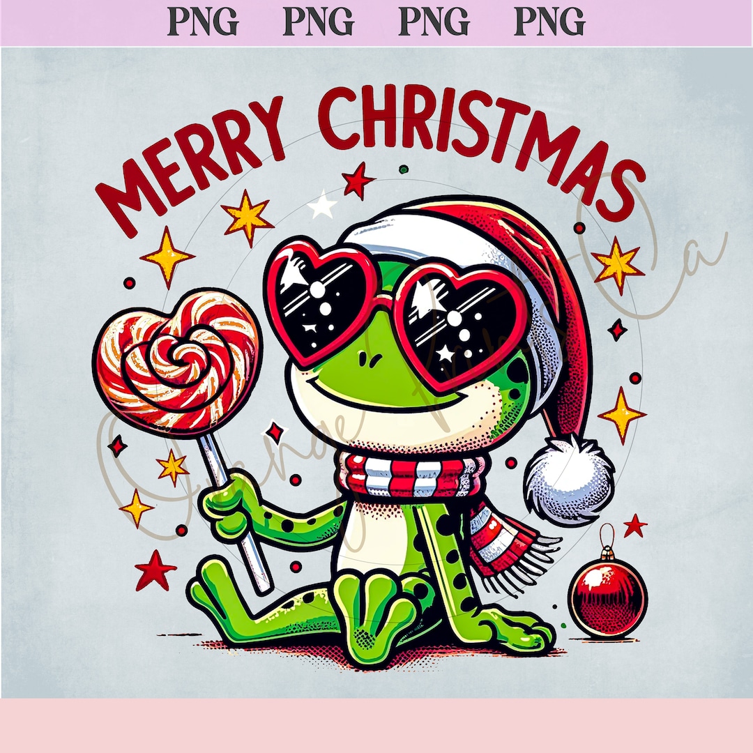 Merry Christmas Frog PNG, Cute Frog Christmas Tshirt Design, Iced ...