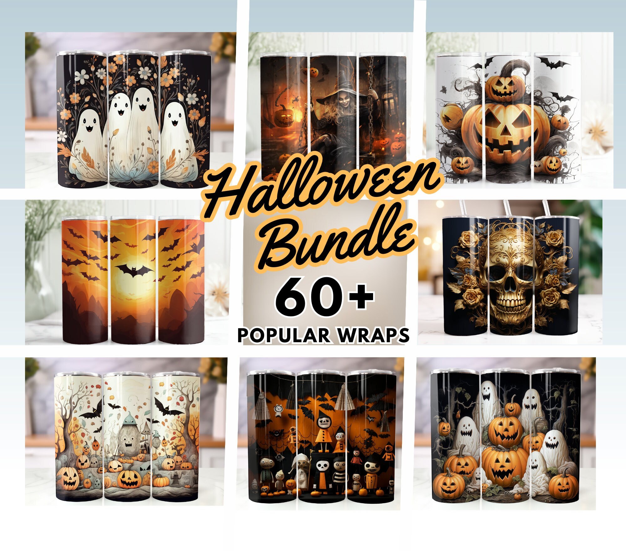 60 Popular Halloween Bundle for 20oz Skinny Tumbler - Etsy