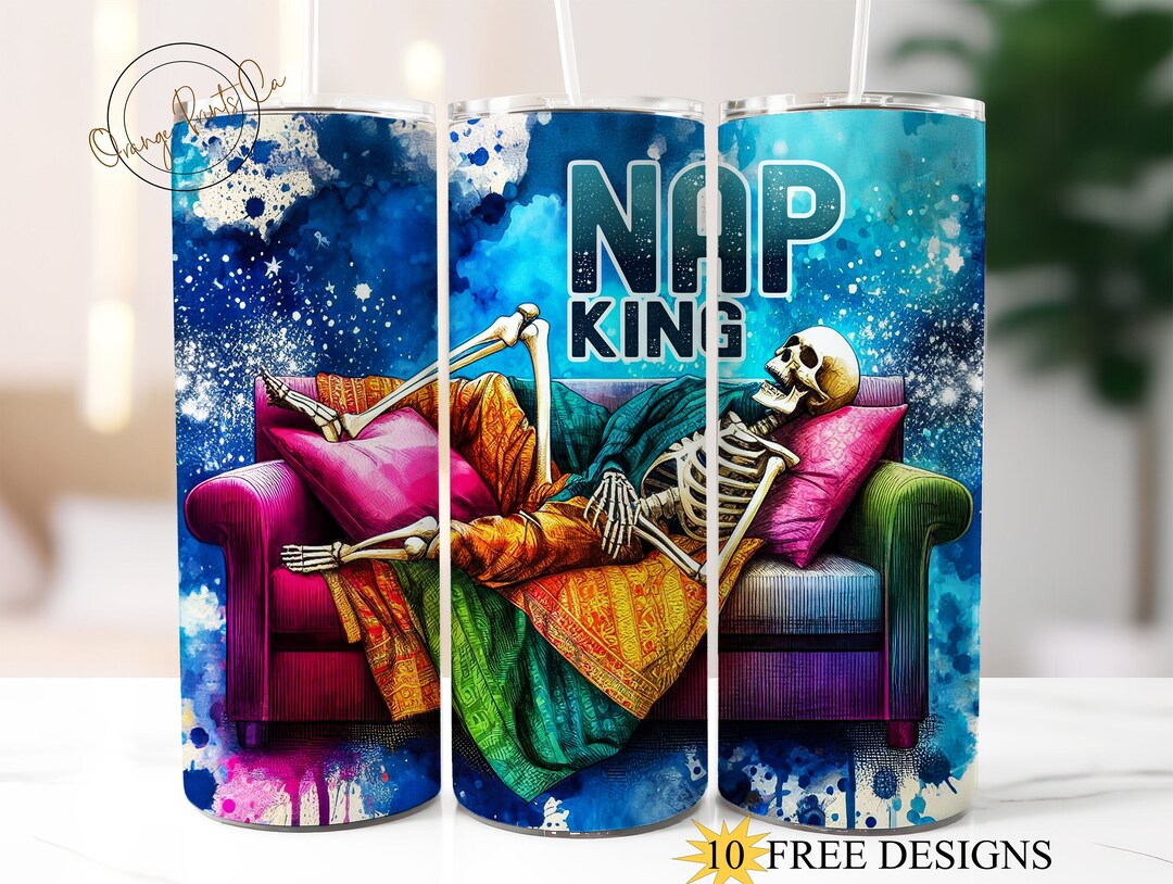 Nap King Dad Joke 20oz Skinny Tumbler Wrap, Funny Dad Tumbler Design ...