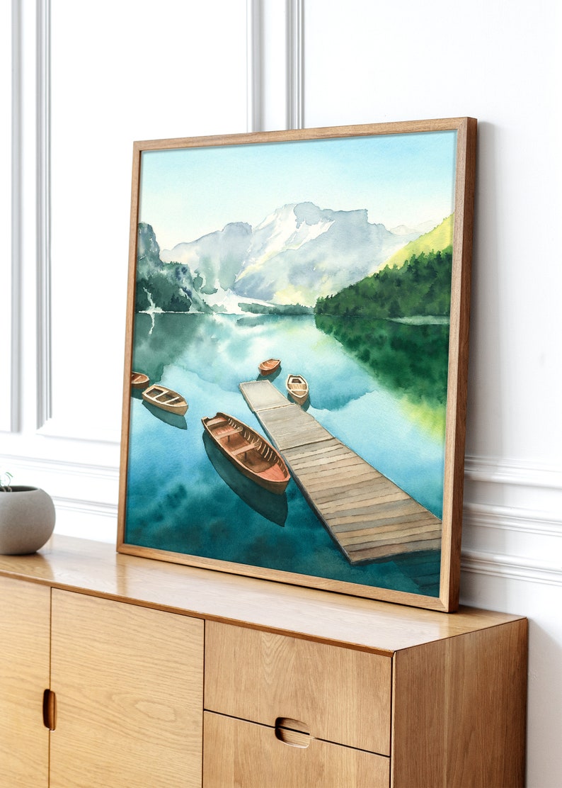 Lago Di Braies Printable Illustration, Italy Digital Print, Italian ...