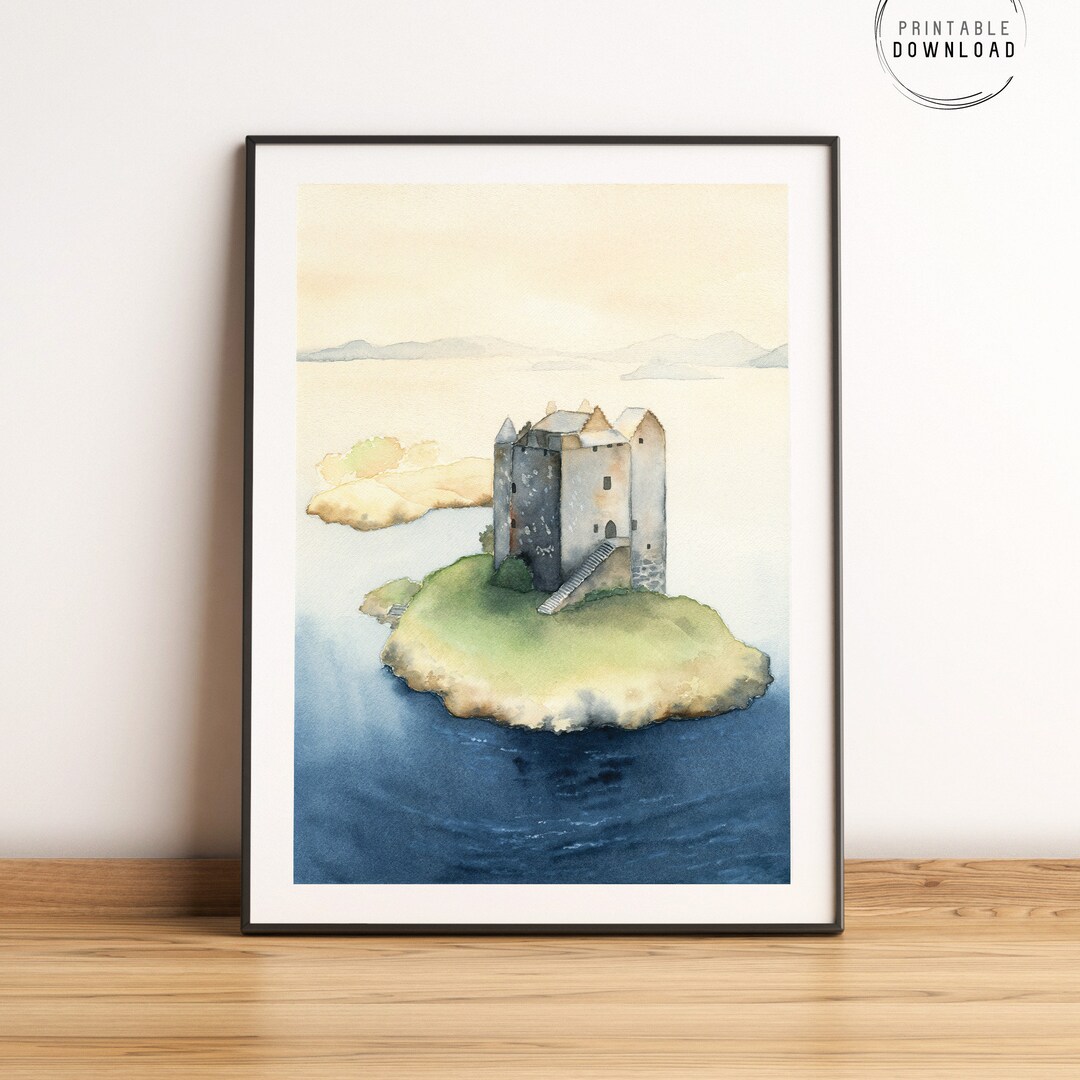 Stalker Castle Watercolor Print: Scottish Landscape Travel Art (digital ...
