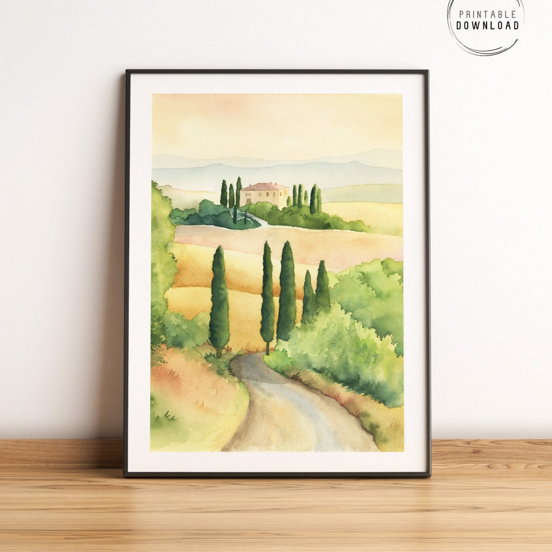 Tuscany Wall Art, Italy Digital Print, Tuscan Villa, Toscana Landscape ...