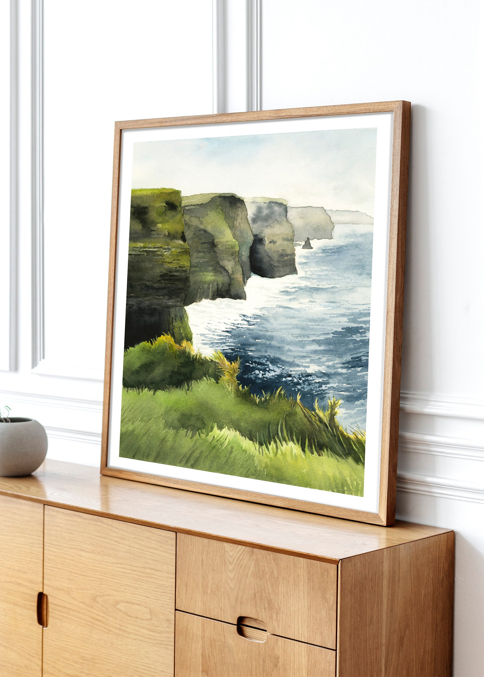 Cliffs of Moher Printable Art, Ireland Watercolor Painting, Irish ...