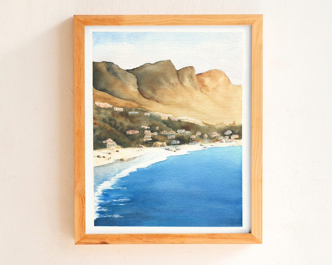 Cape Town Painting, South Africa Watercolor, Original 8x10, Camps Bay ...