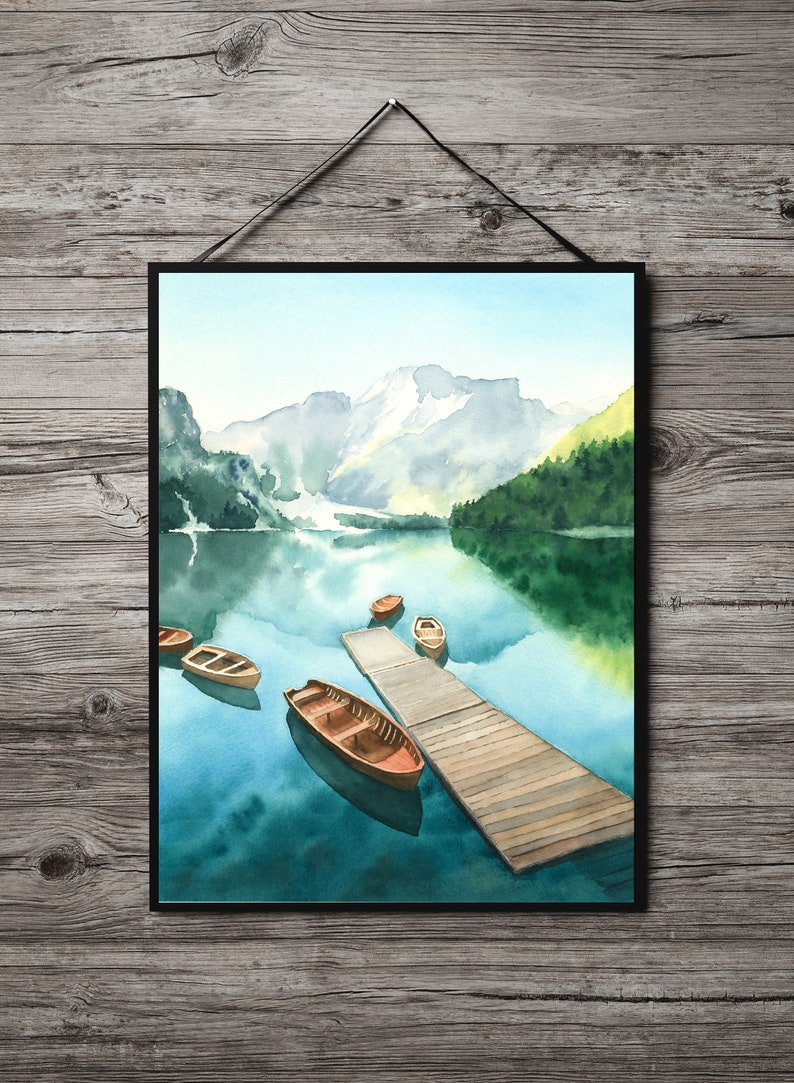 Lago Di Braies Printable Illustration, Italy Digital Print, Italian ...