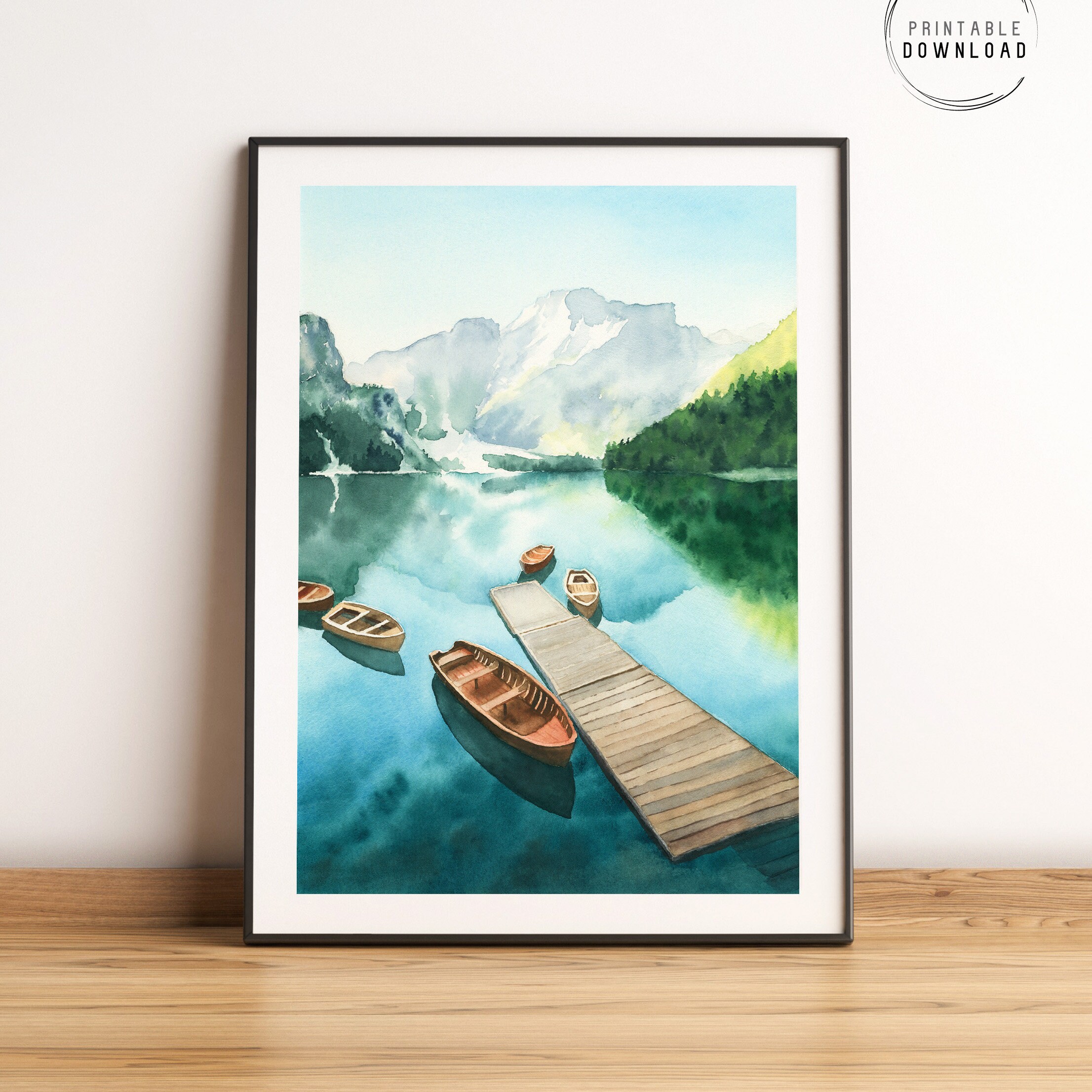 Lago Di Braies Printable Illustration, Italy Digital Print, Italian ...