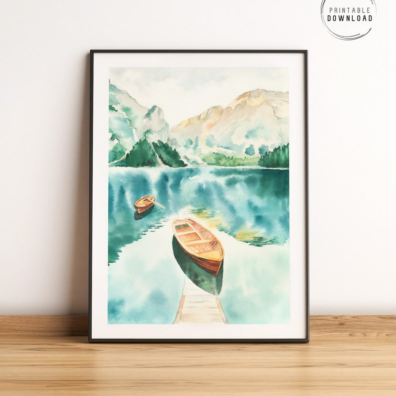 Lago Di Braies Printable Art, Italy Digital Print, Italian Dolomites ...