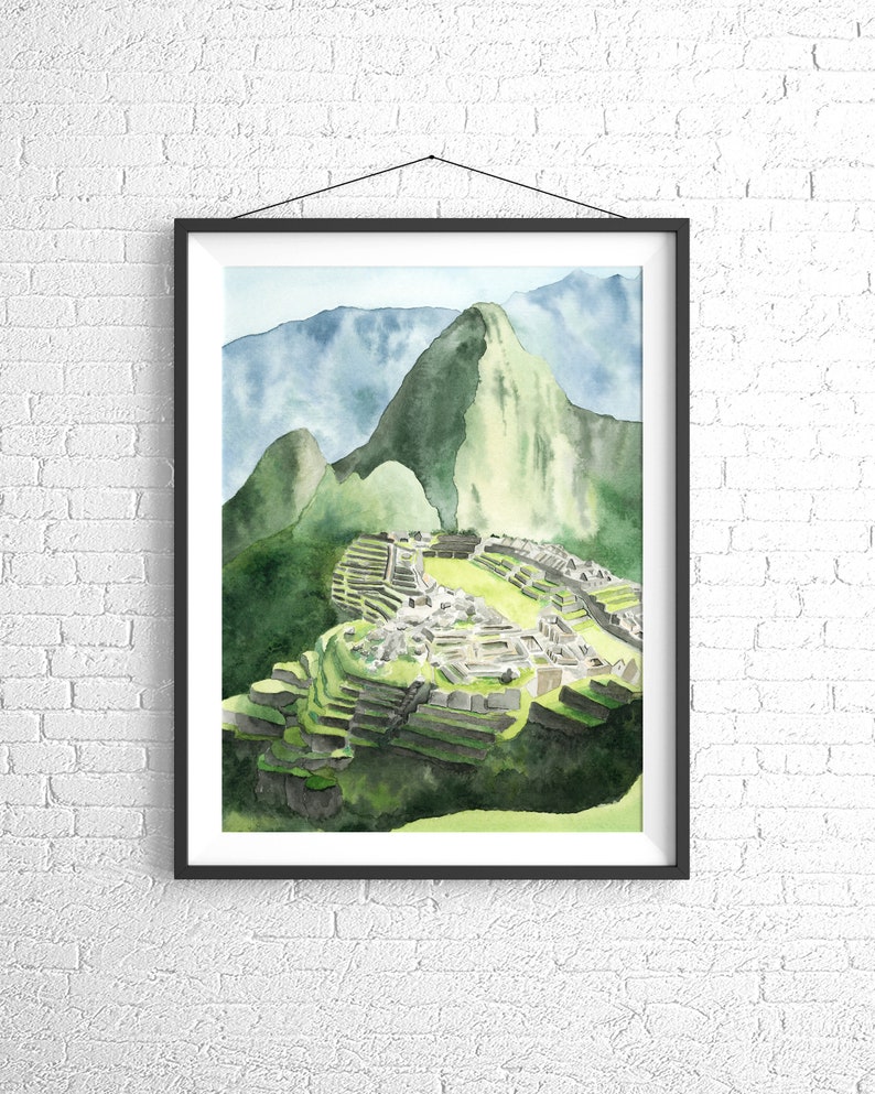 Machu Picchu Print, Peru Printable Art, Peru Watercolor Landscape ...