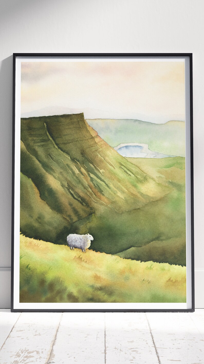 Brecon Beacons Travel Poster, Wales Printable Wall Art, Cribyn Mountain ...