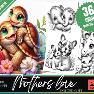 36 Cute Mothers Coloring Book | Animal Coloring Pages | Simple Cute ...