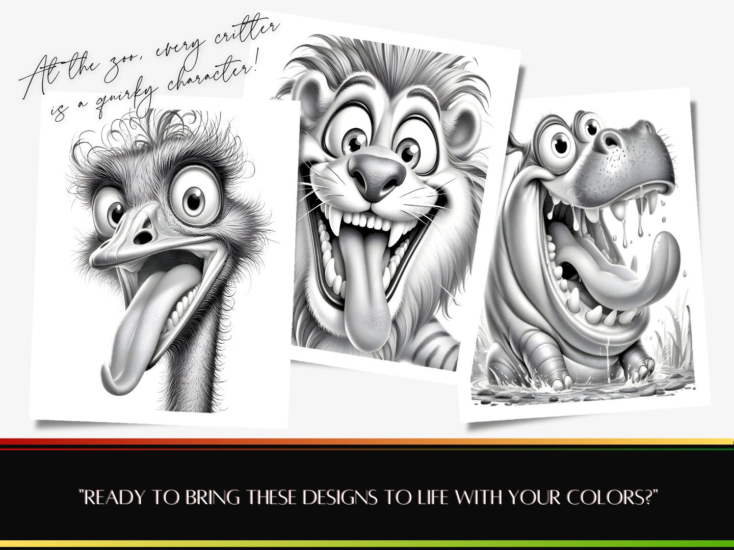 37 Wacky Zoo Animals | Adult Coloring Book | Digital Download | PDF ...