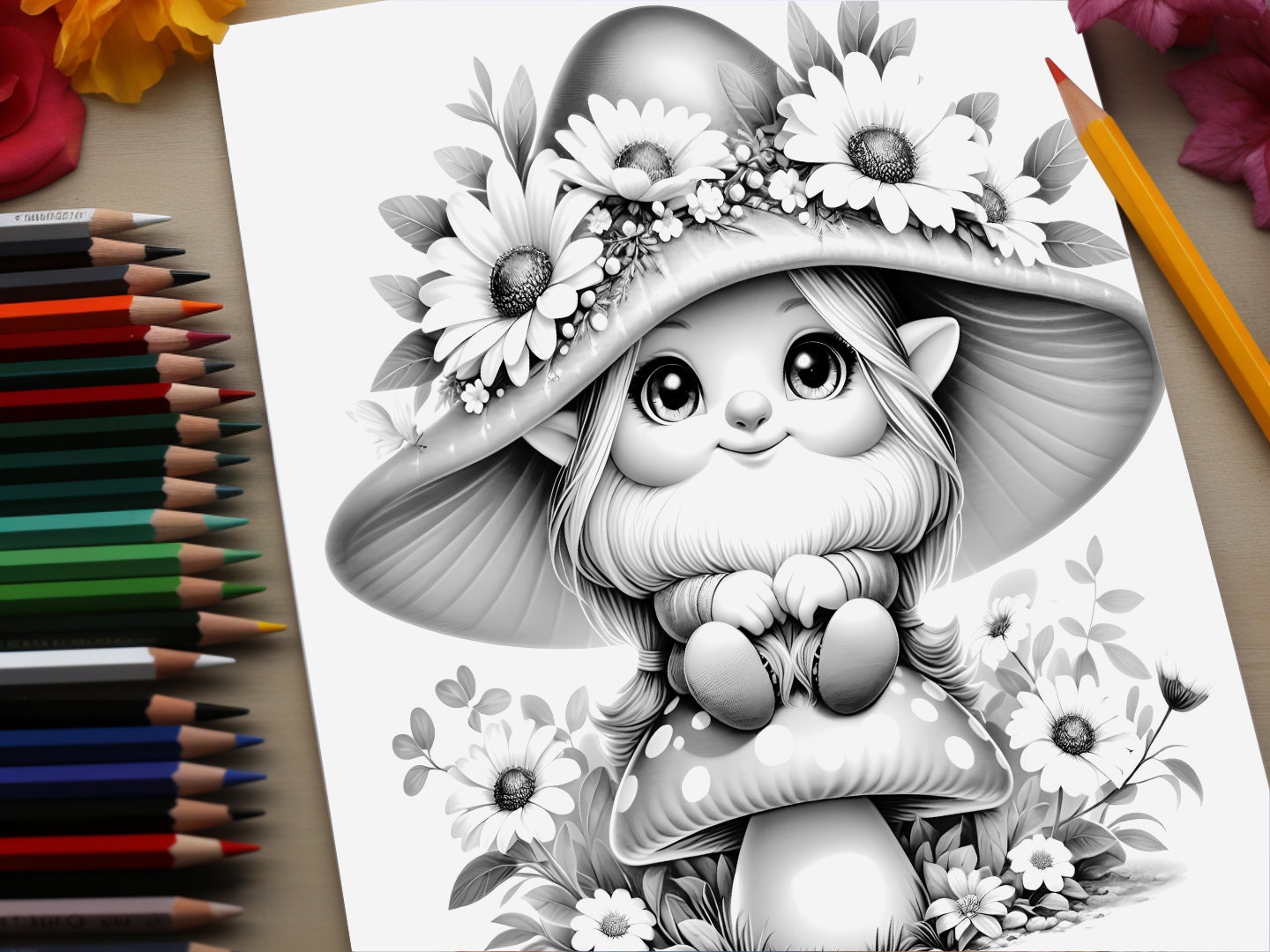34 Gnomes Coloring Set Coloring Book Printable Adult Kids Coloring ...