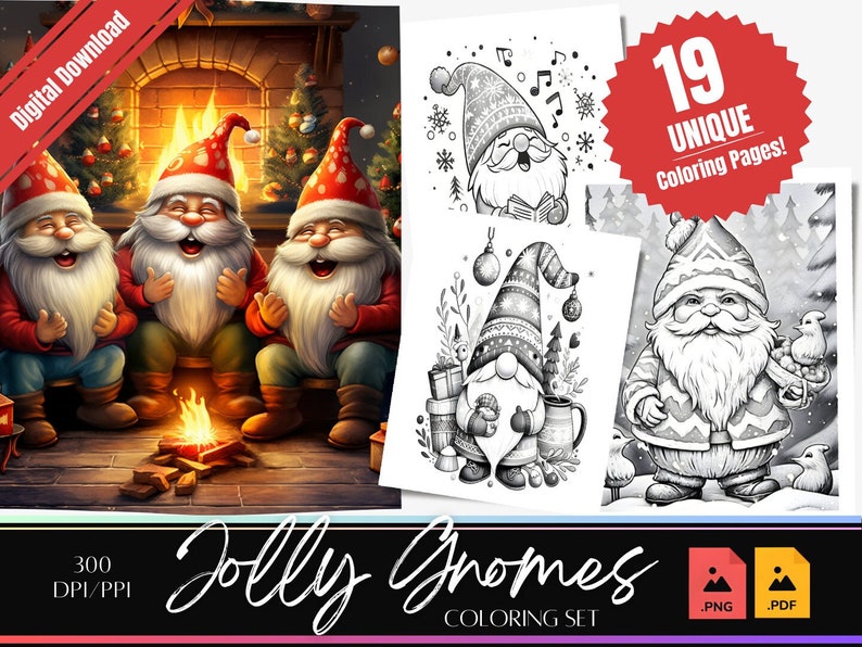 19 Christmas Gnomes Coloring Page Colouring Book Simple - Etsy
