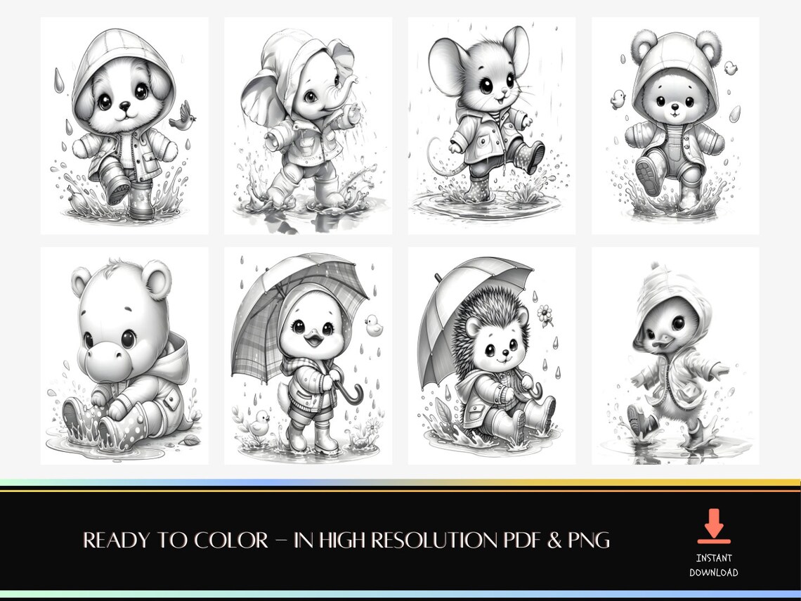 46 Cute Animals Coloring Book Puddles Coloring Pages Simple Cute ...