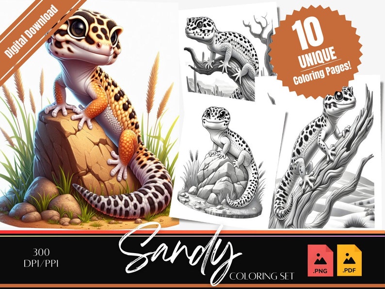 10 Leopard Gecko Coloring Pages Coloring Page for Adults and Kids ...