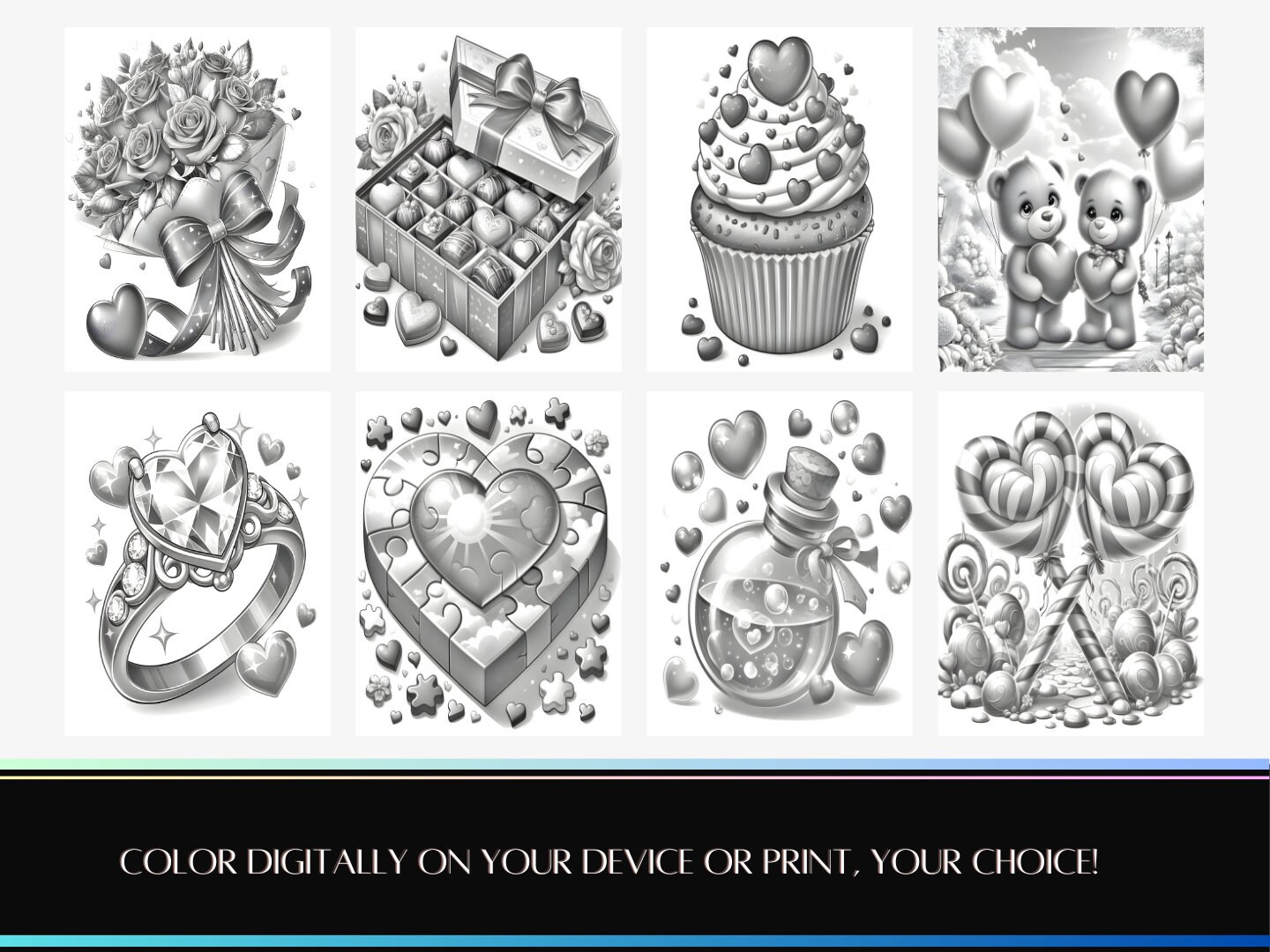 26 Valentines Day Adult Coloring Pages Adorable Kittens Printable Adult ...