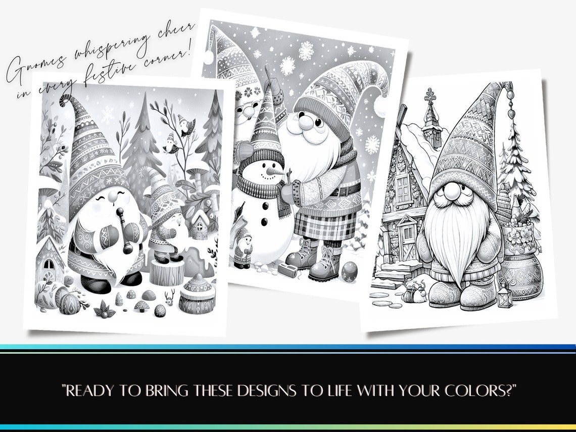 20 Christmas Gnomes Coloring Page Colouring Book Simple Cute Coloring ...