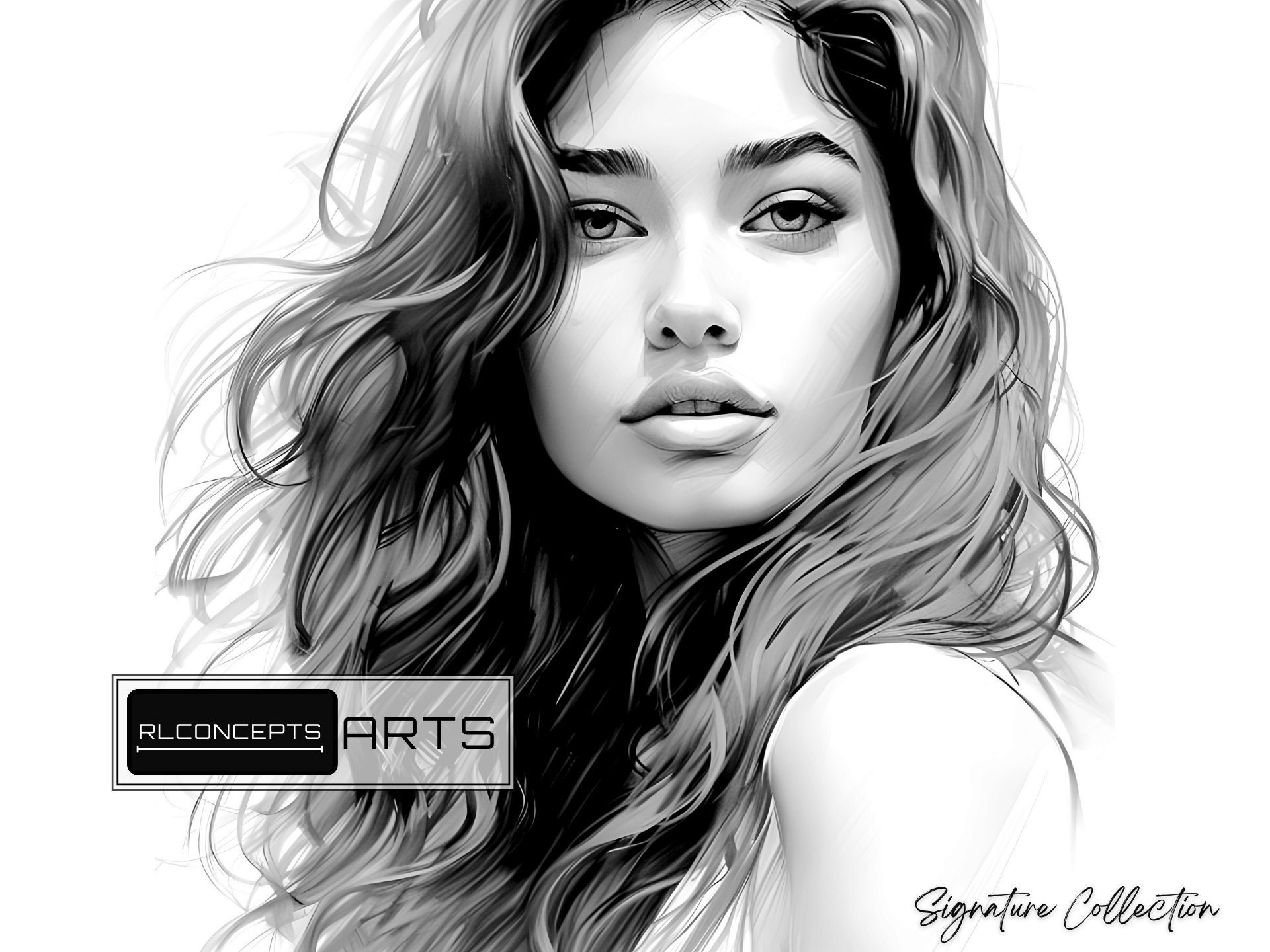 Beautiful Women Coloring Pages for Adults Grayscale Coloring Books Girl ...