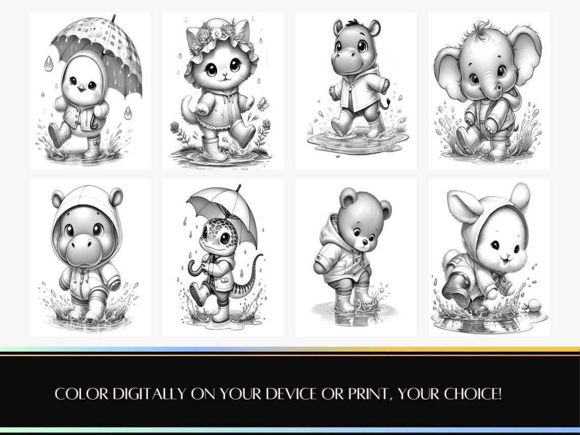 46 Cute Animals Coloring Book Puddles Coloring Pages Simple Cute ...