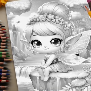 Fairy Coloring Pages | 43 Cute Grayscale Illustrations (printable PDF ...