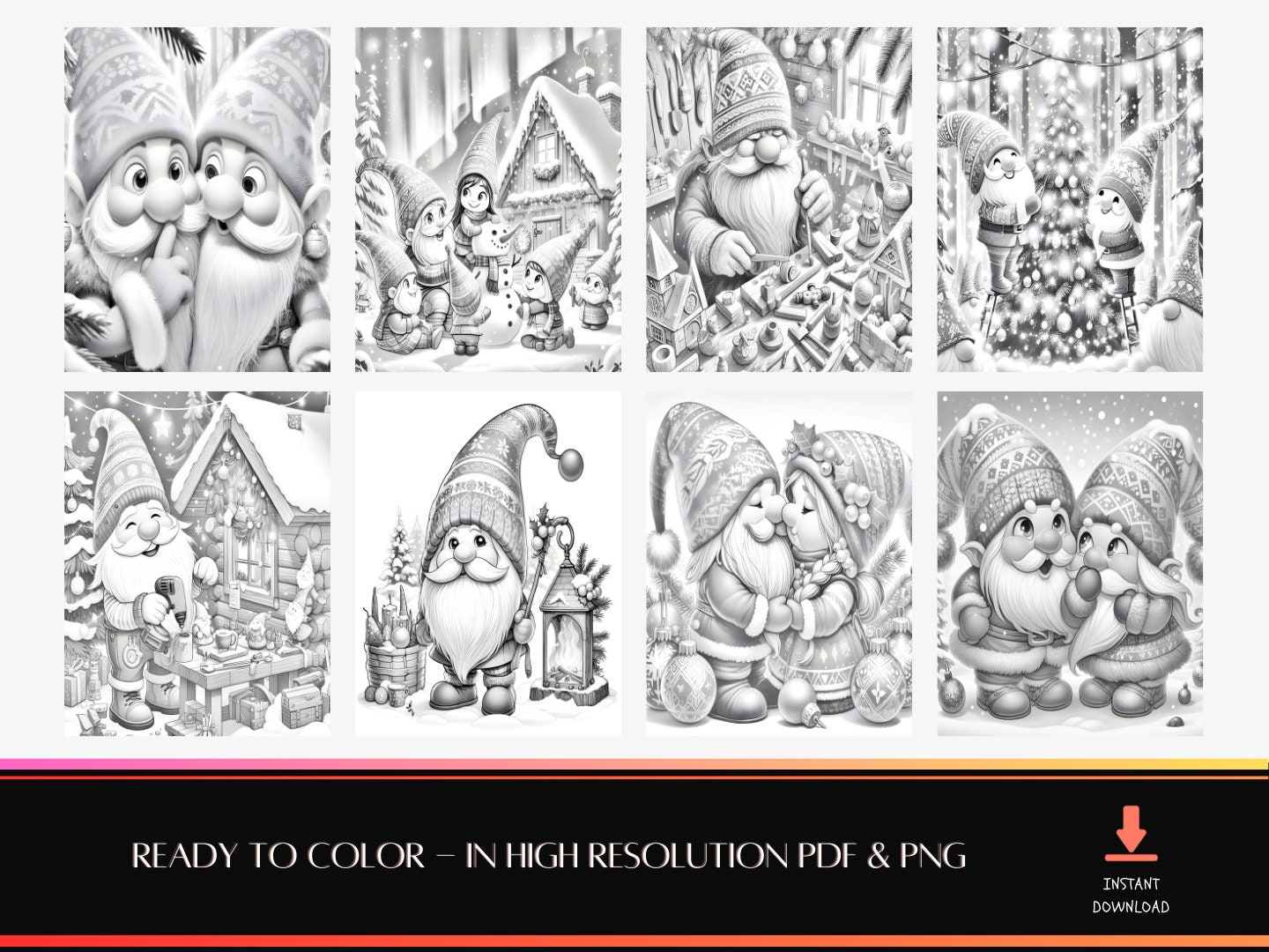 27 Christmas Gnomes Coloring Page Colouring Book Simple Cute Coloring ...