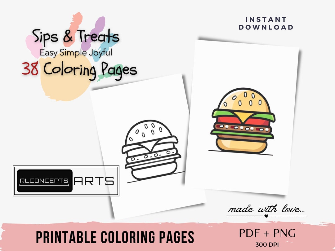 39 Food Drink & Sweets Coloring for Kids, Preschoolers Coloring Book ...