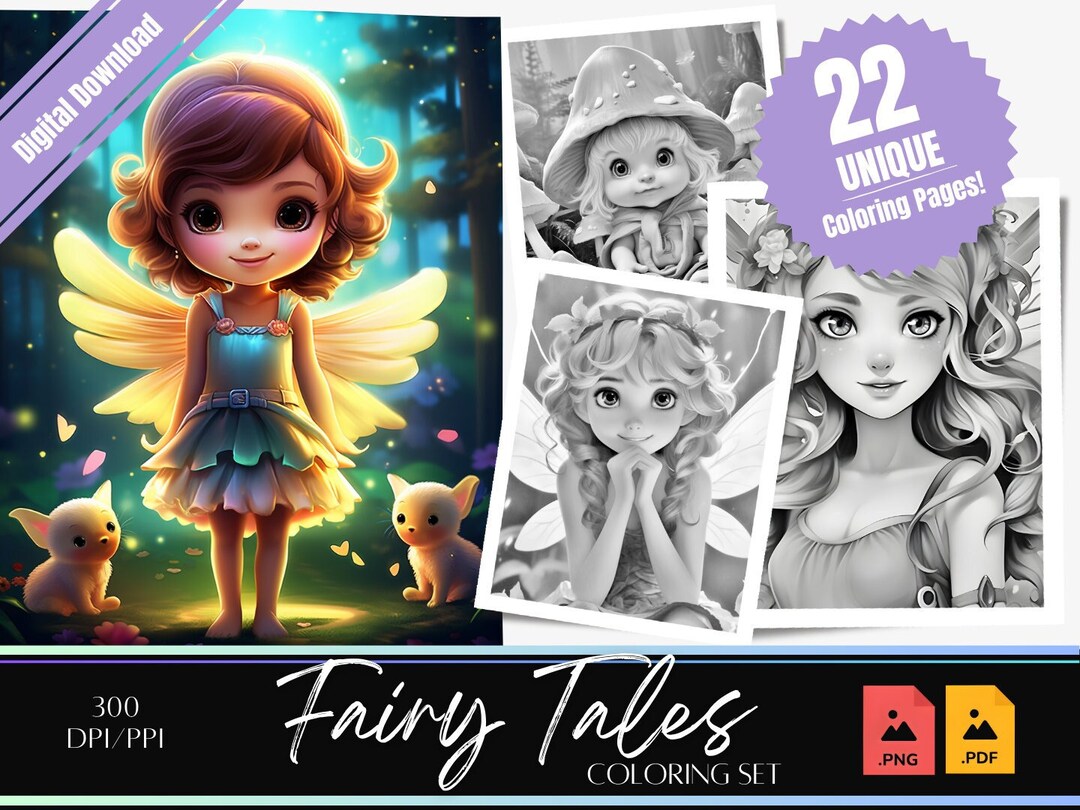 22 Fairy Tales Coloring Page | Coloring Book | Simple Cute Coloring ...