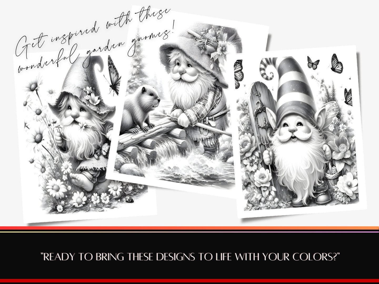 25 Gnomes Coloring Set | Coloring Book | Printable Adult Kids Coloring ...