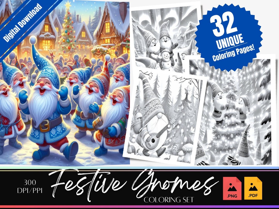 32 Christmas Gnomes Coloring Page | Colouring Book | Simple Cute ...