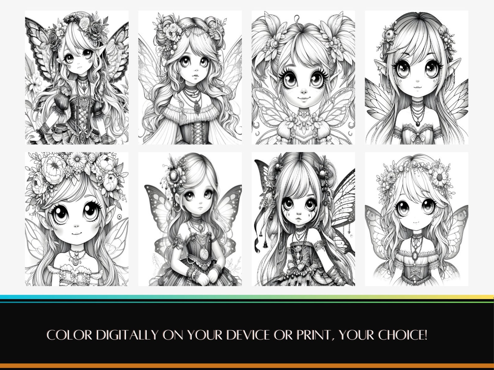 24 Fairy Coloring Page | Coloring Book | Simple Cute Coloring | Instant ...